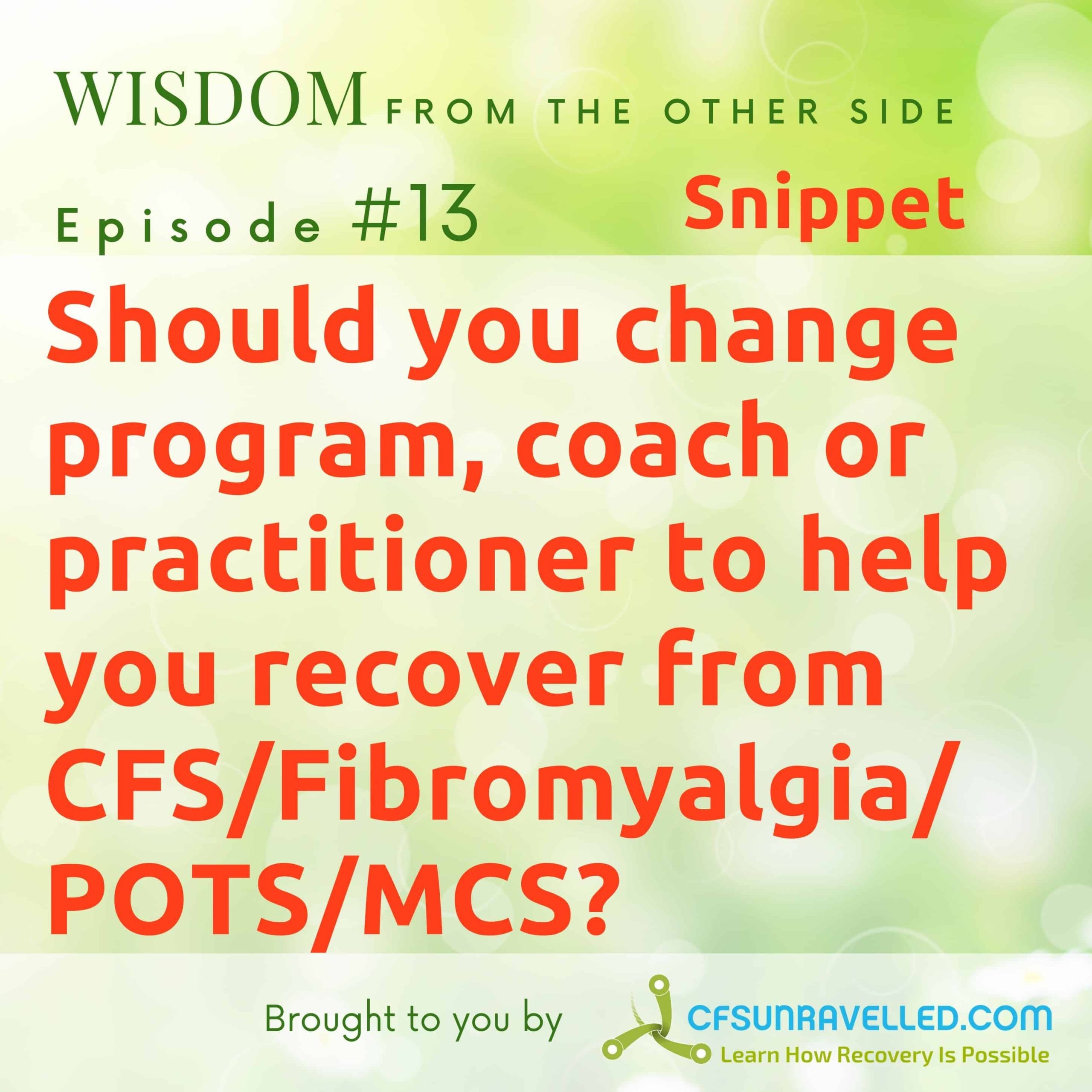 Episode 13: Snippet – Should you change program, coach or practitioner to help you recover from ...