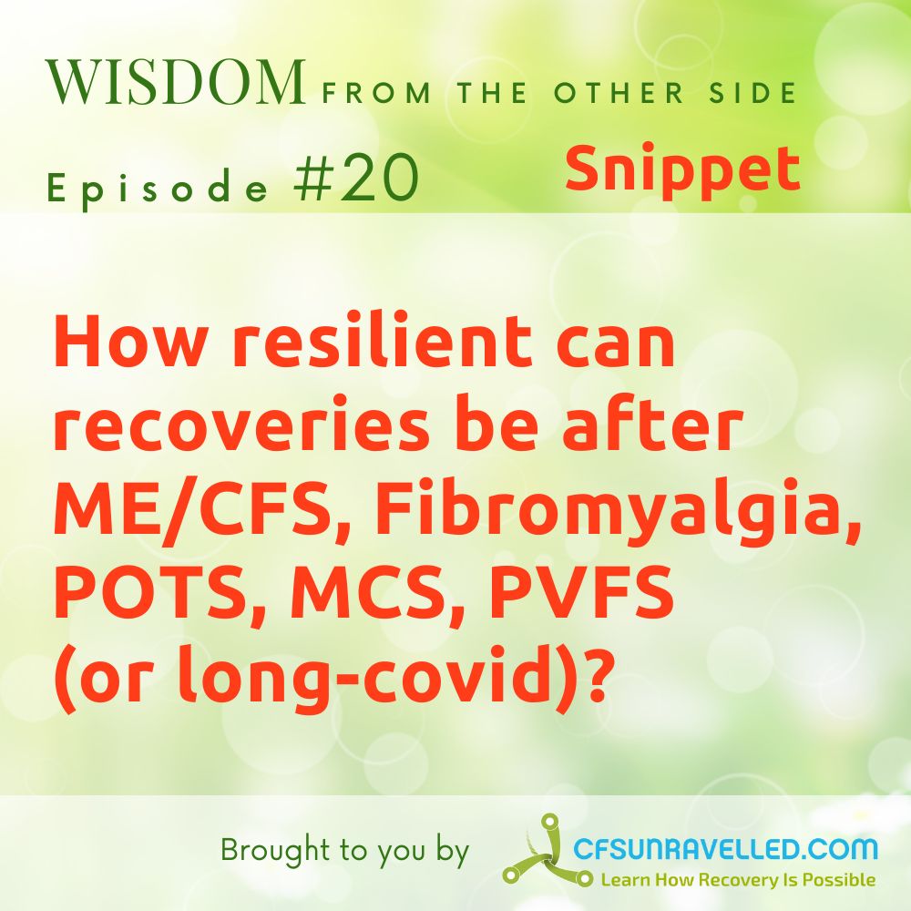 Episode 20: Snippet – How resilient can recoveries be after ME/CFS, Fibromyalgia, POTS, MCS ...